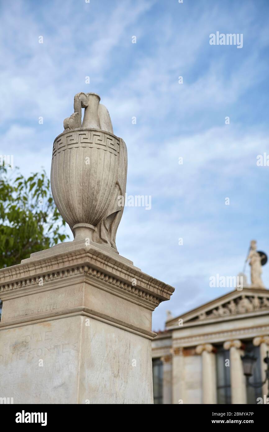 Greek pottery statue at Athens academy Stock Photo - Alamy