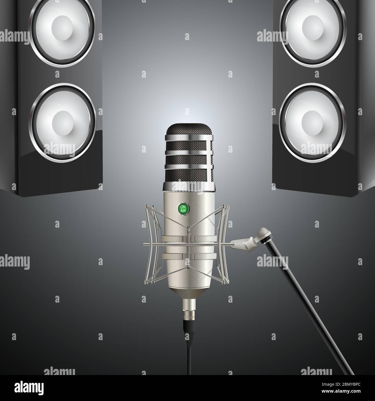 Professional microphone and speakers on a grey background Stock Vector ...