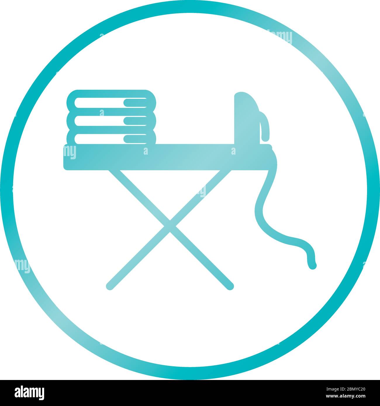 ironing board with clothes pile and iron over white background ...
