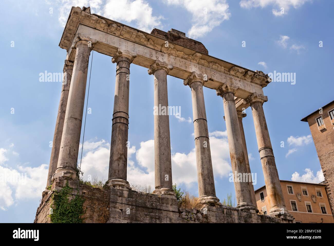 Temple of Saturn in Rome Italy.The ruins of the temple stand at the ...