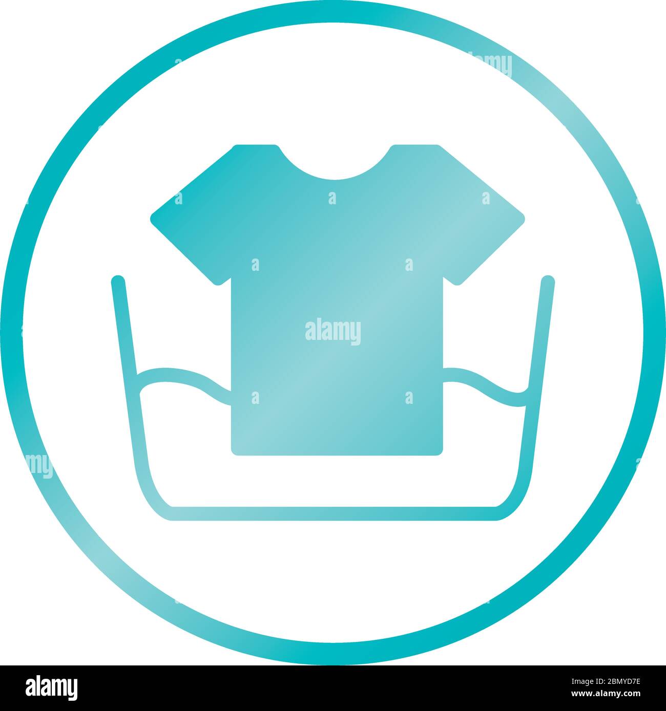 textile care concept, bucket with tshirt icon over white background ...