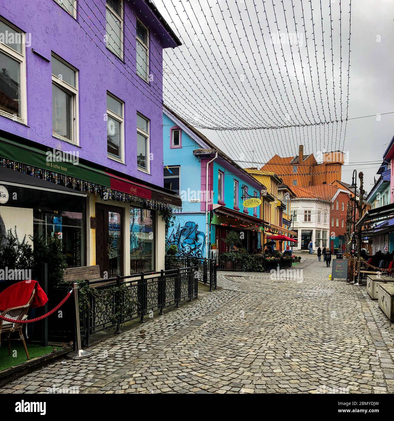Typical Colourful Shopping High Street In Stavanger Norway, With No ...