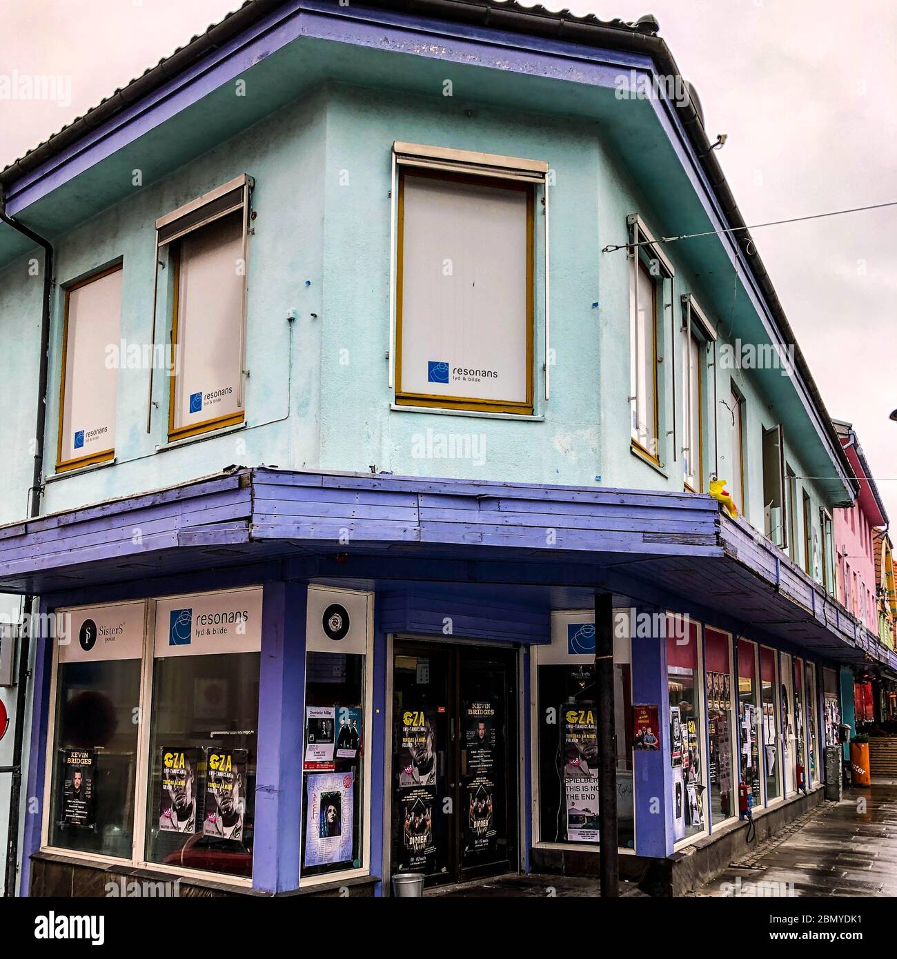 Typical Colourful Shopping High Street In Stavanger Norway, With No ...