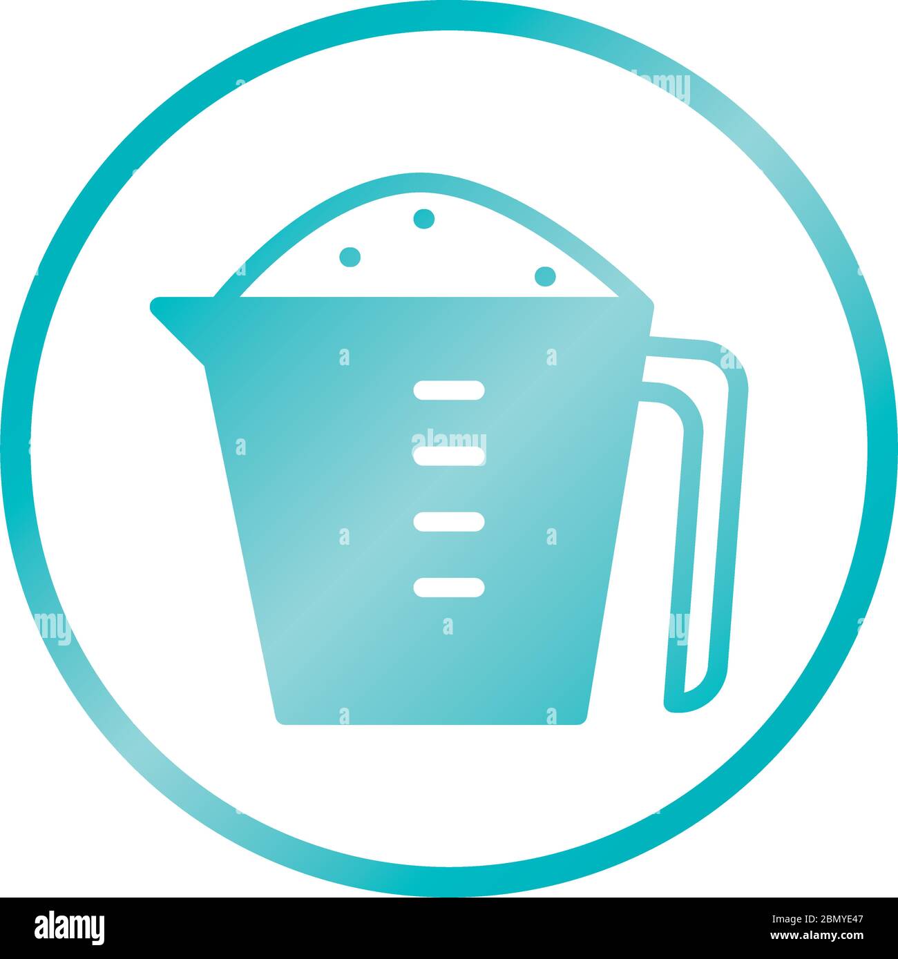 Textile care concept, measuring cup with detergent icon over white ...