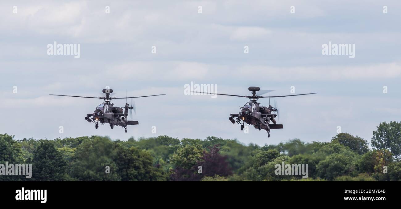 Army Air Corps WAH-64D Apache pair coming into land at RAF Fairford ...