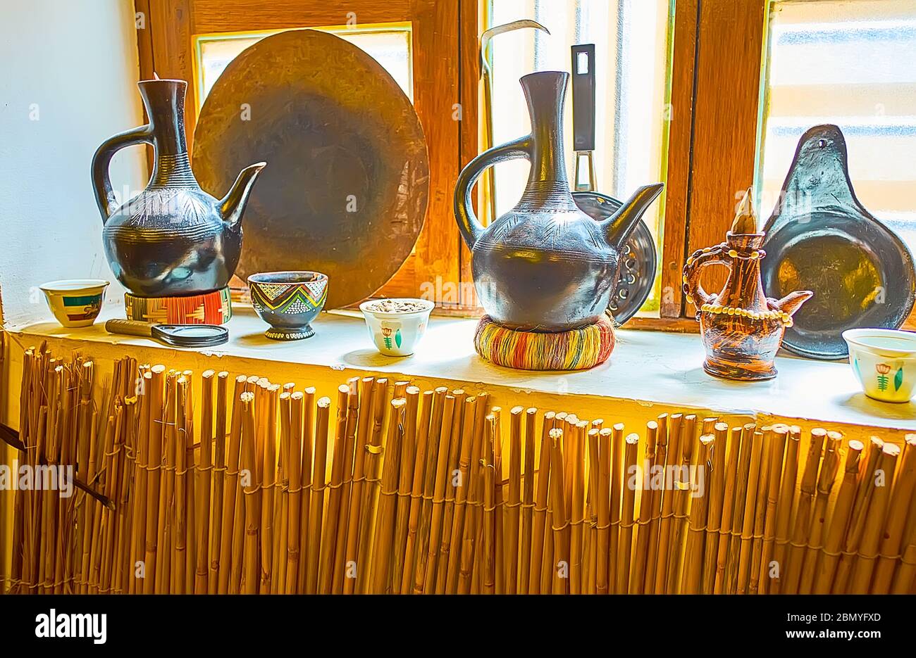 Ethnic Ethiopian cookware for coffee ceremony - jebena boiling pots of ...