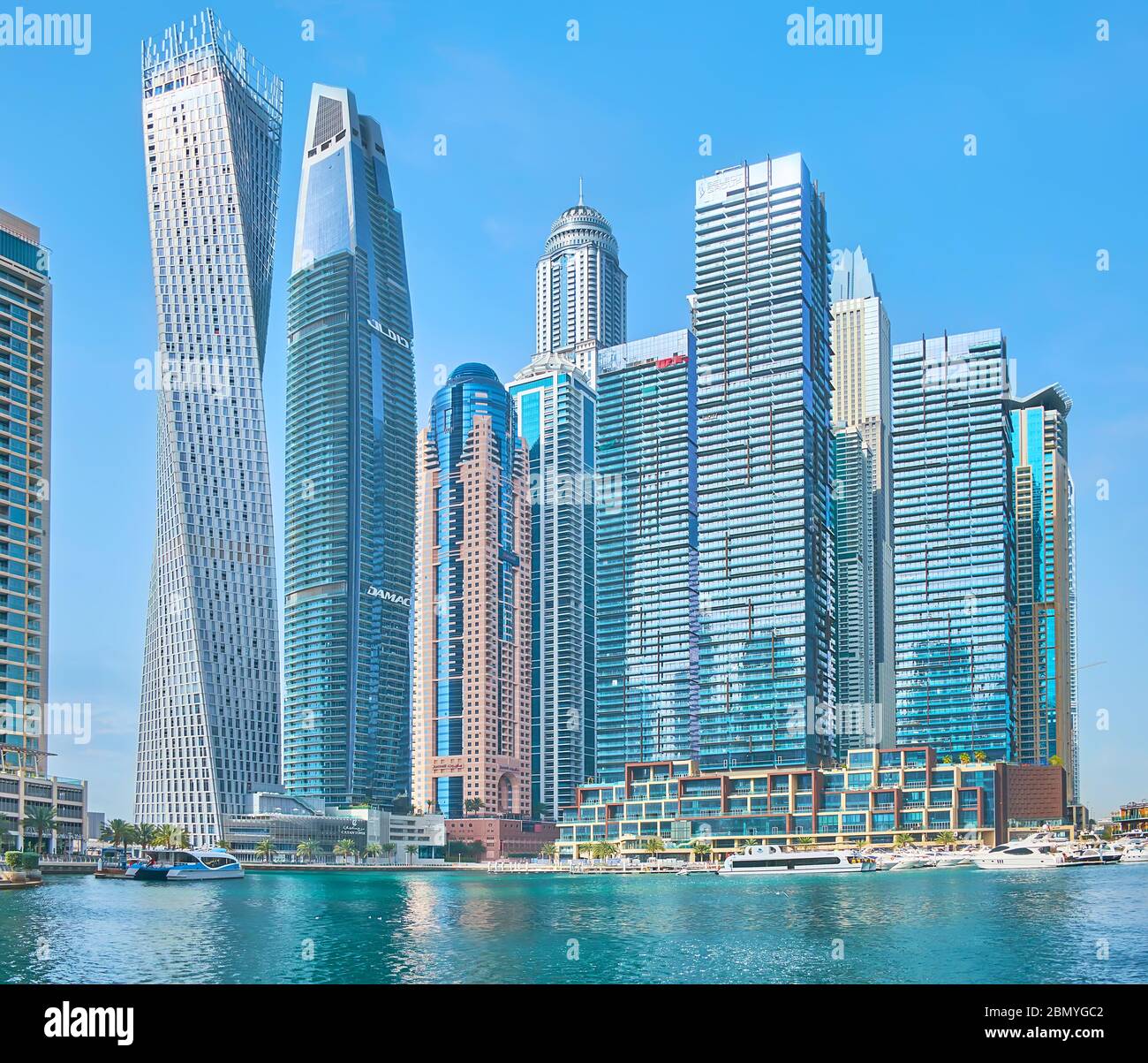 DUBAI, UAE - MARCH 2, 2020: The splendid skyline of Dubai Marina with a ...