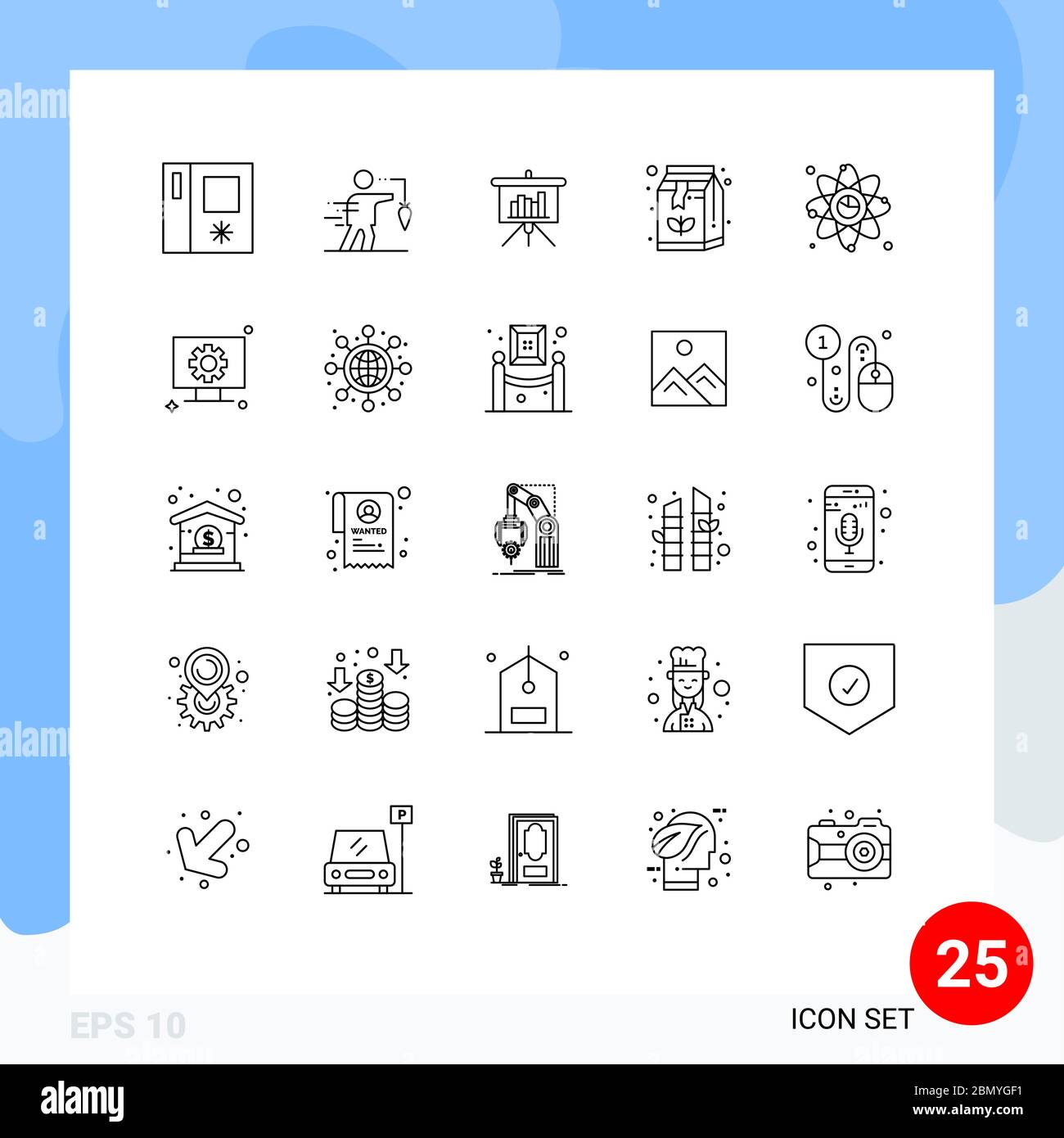 25 Universal Line Signs Symbols of connection, drink, presentation ...