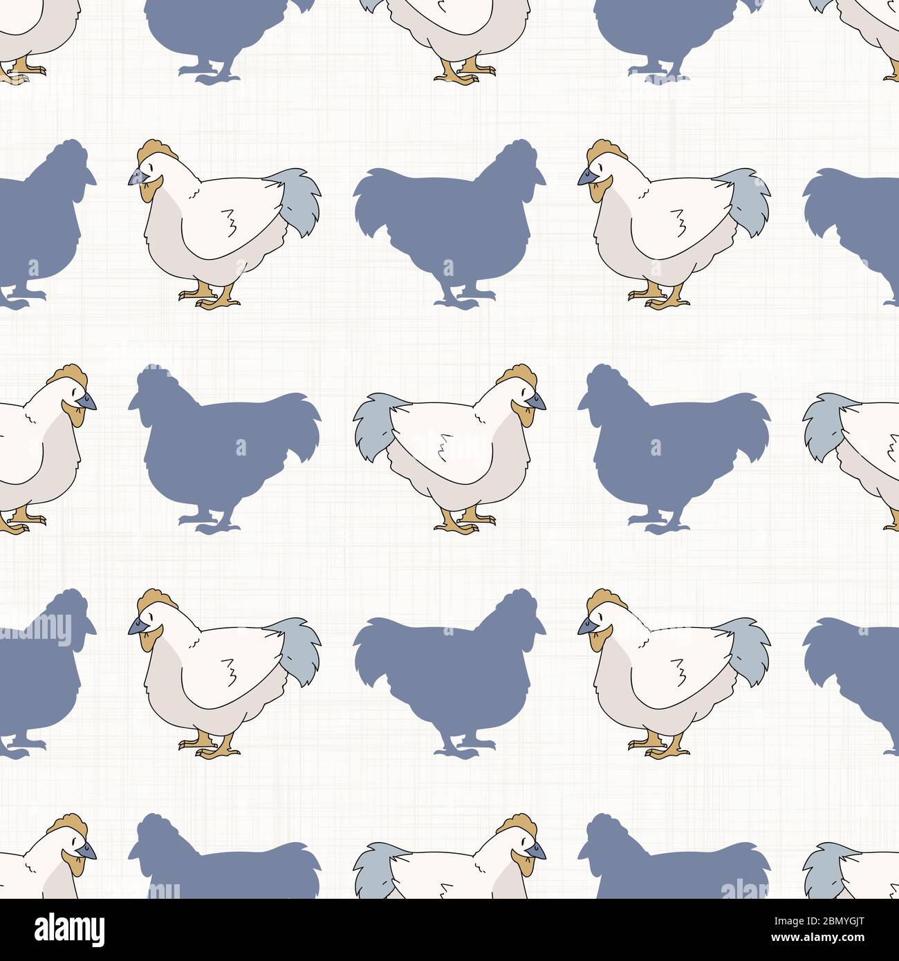 Seamless french farmhouse hen pattern. Provence linen shabby chic style ...