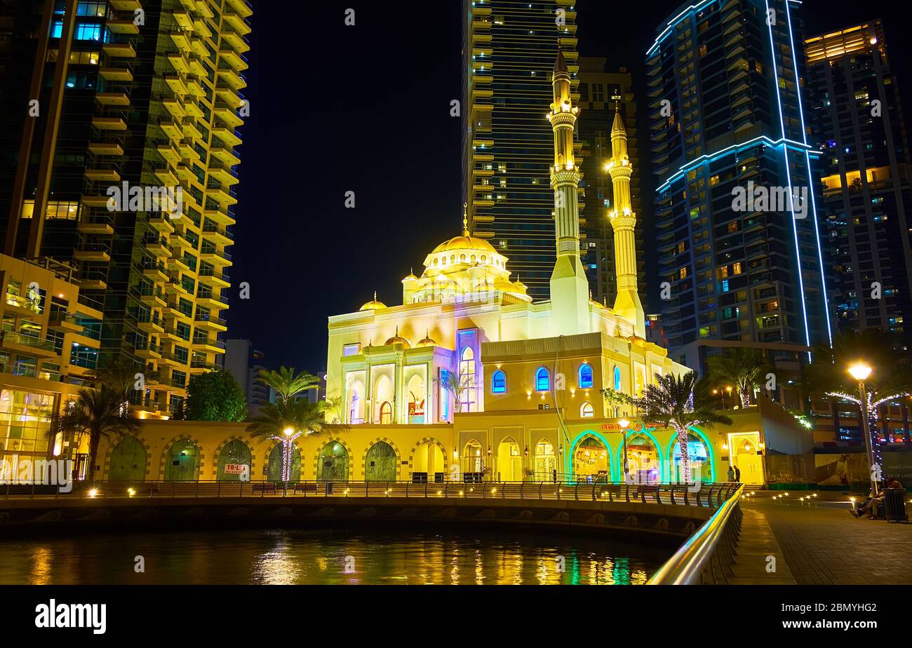 DUBAI, UAE - MARCH 2, 2020: Splendid Mohammed Bin Ahmed Al Mulla Mosque ...