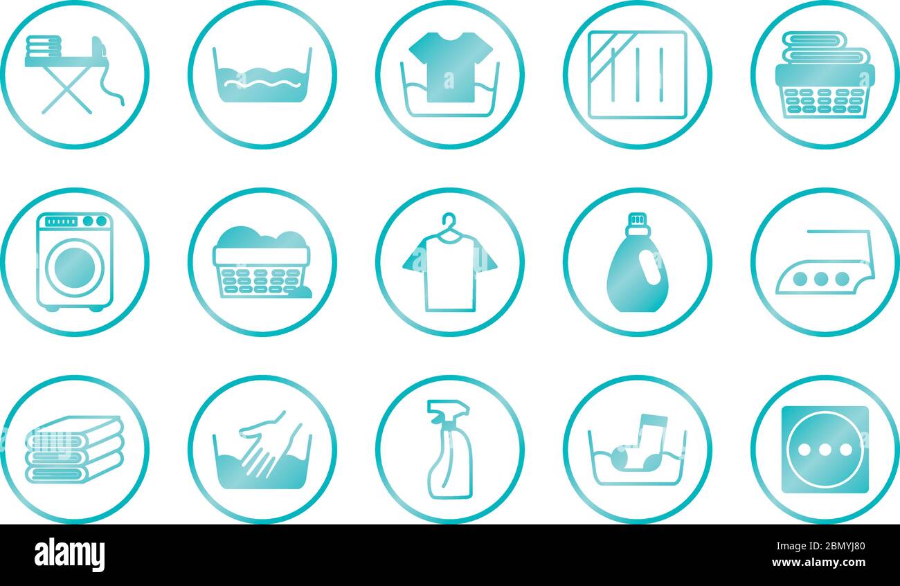 washing machine and Textile care icon set over white background ...