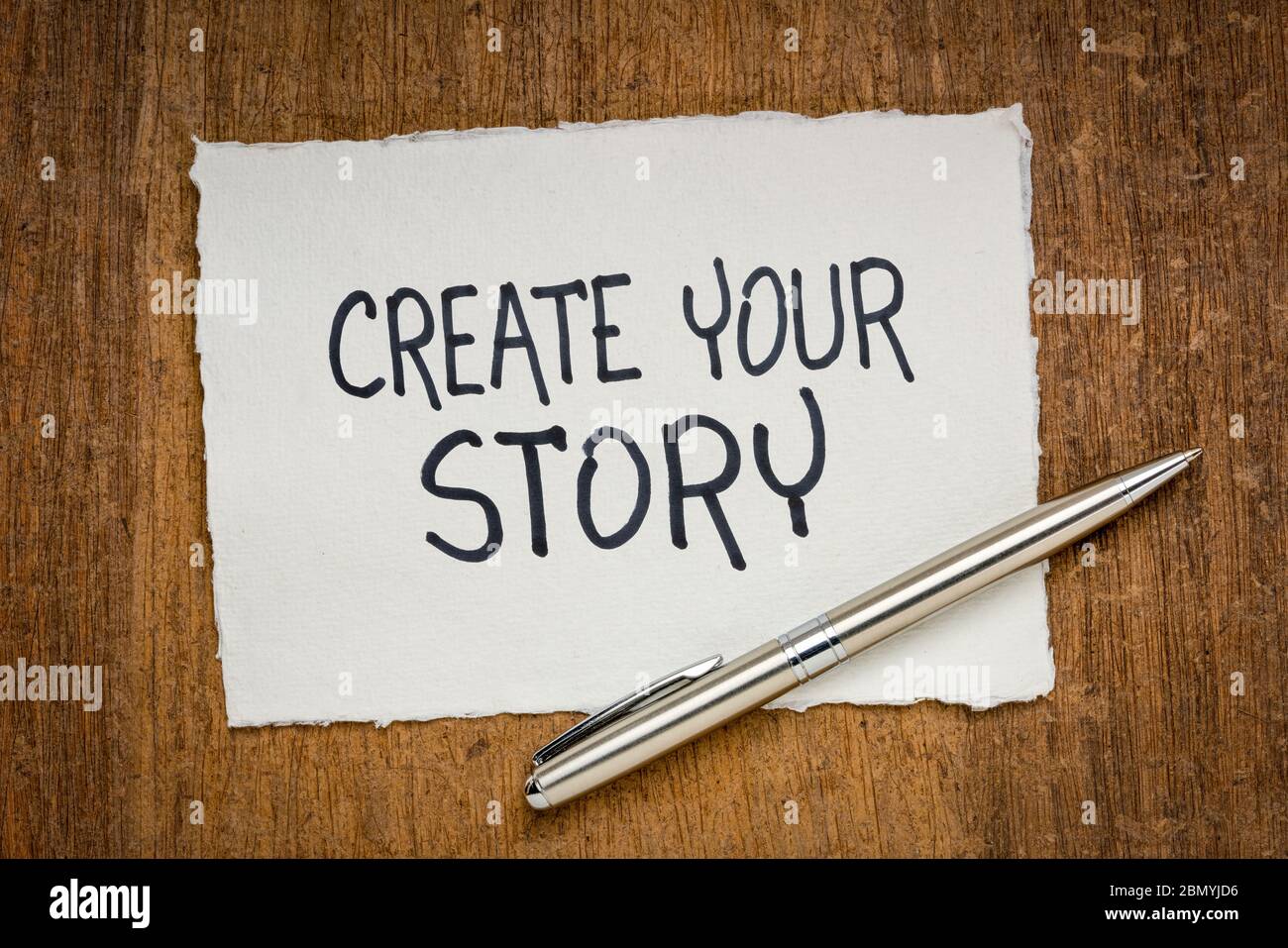 create your story inspirational note - handwriting on a handmade rag ...