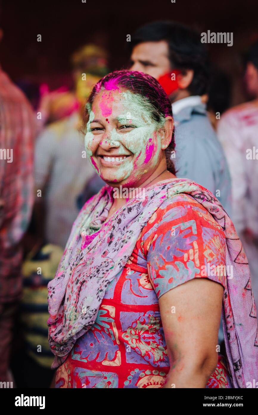 People celebrating Holi, the festival of colours in Jaipur, India Stock ...