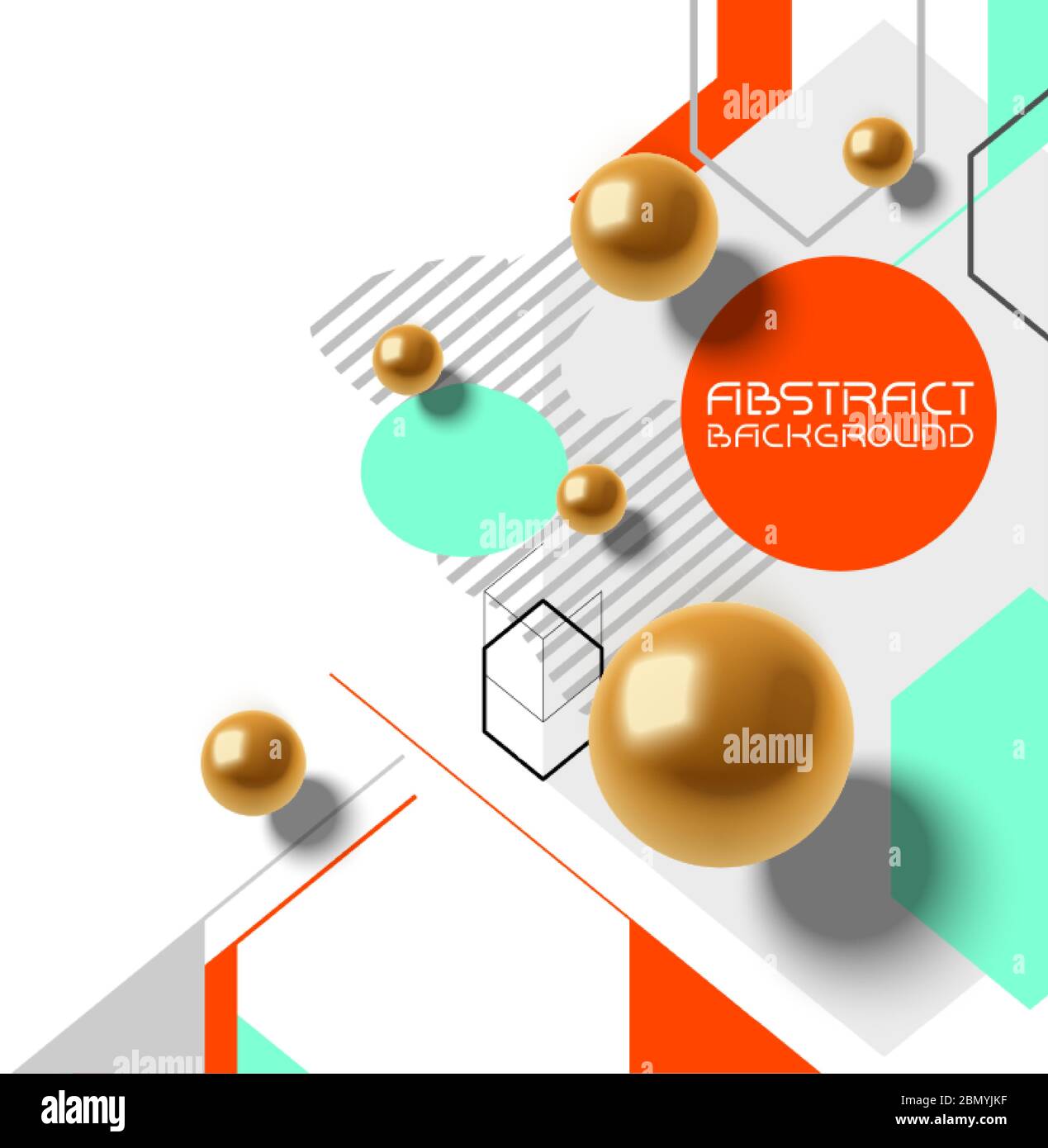 Abstract chaotic vector background with geometry primitives, golden ...