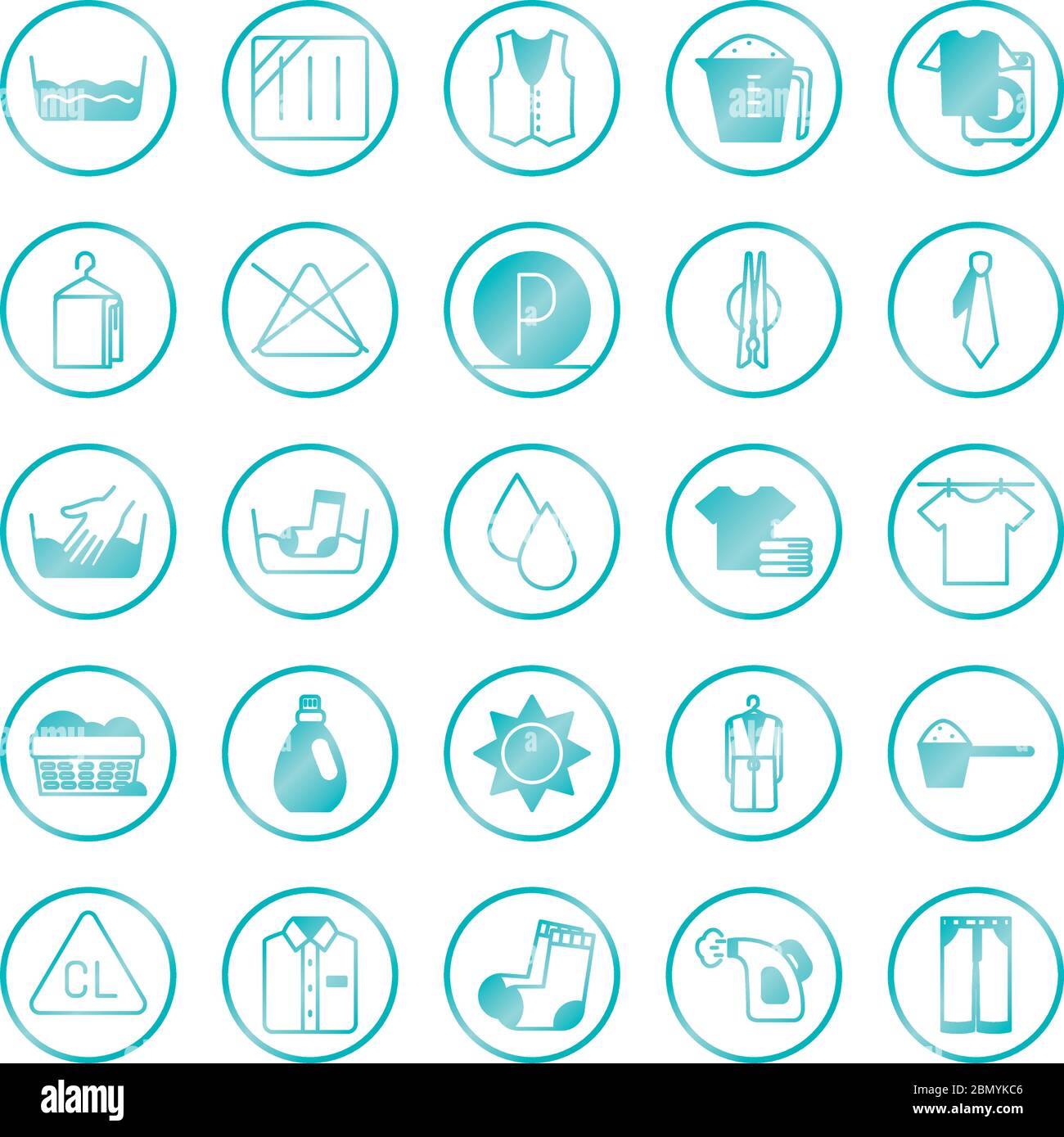 water drops and Textile care icon set over white background, gradient ...
