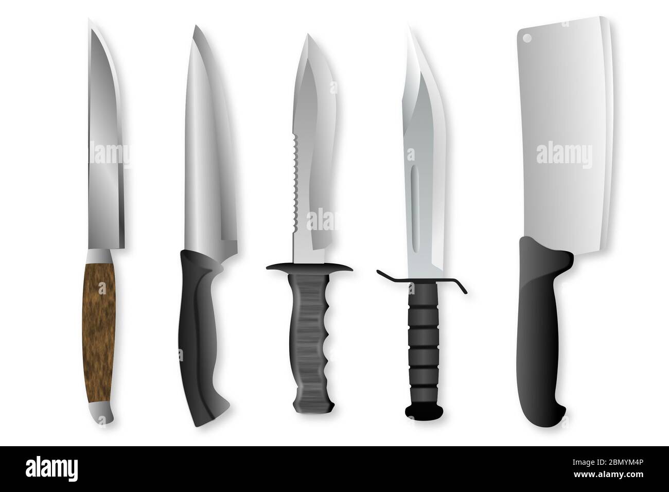 5 Different Types of Knives on White Background Stock Photo - Alamy