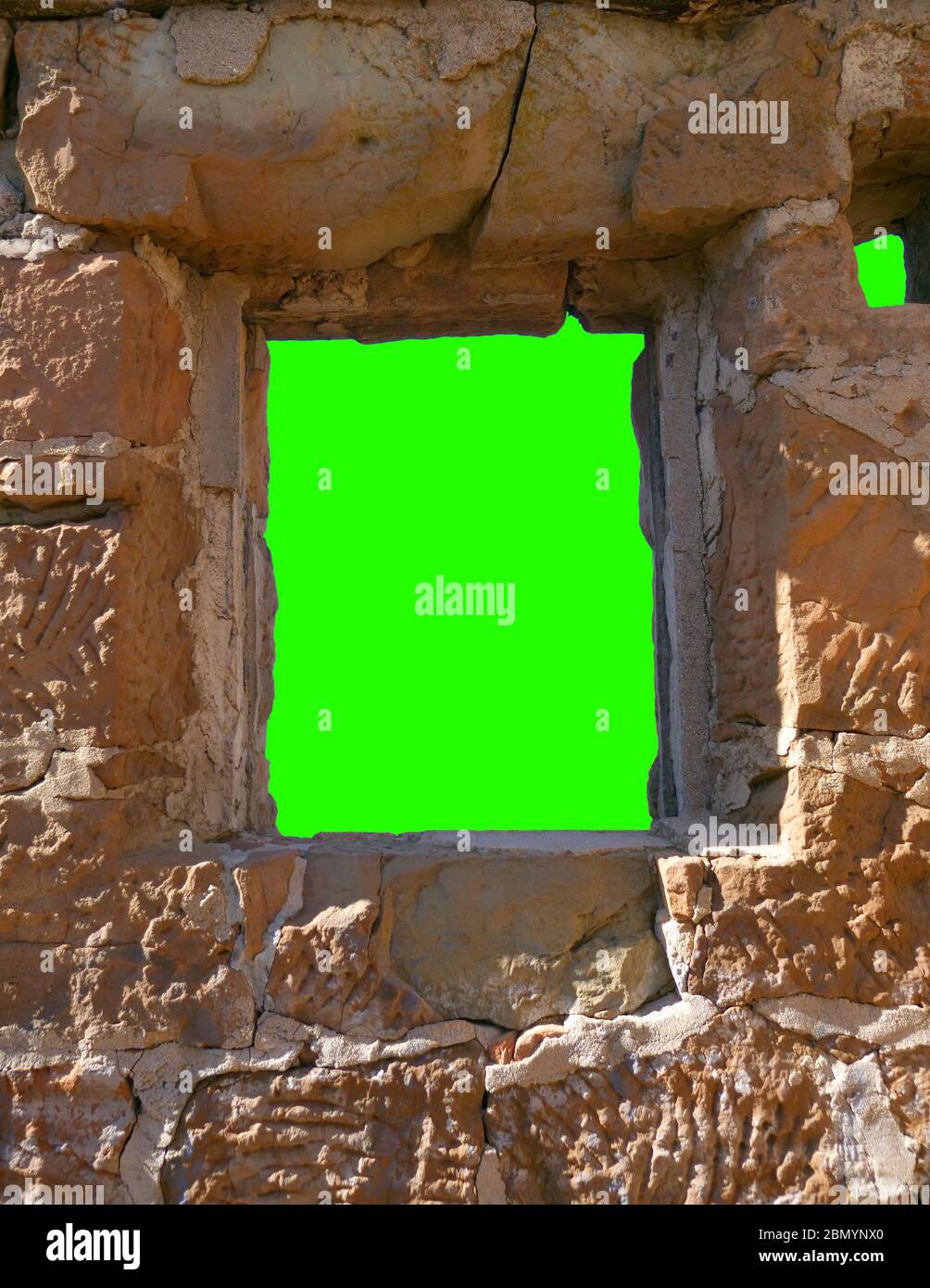 Stone Window Chroma Key Green Center Stock Photo - Alamy