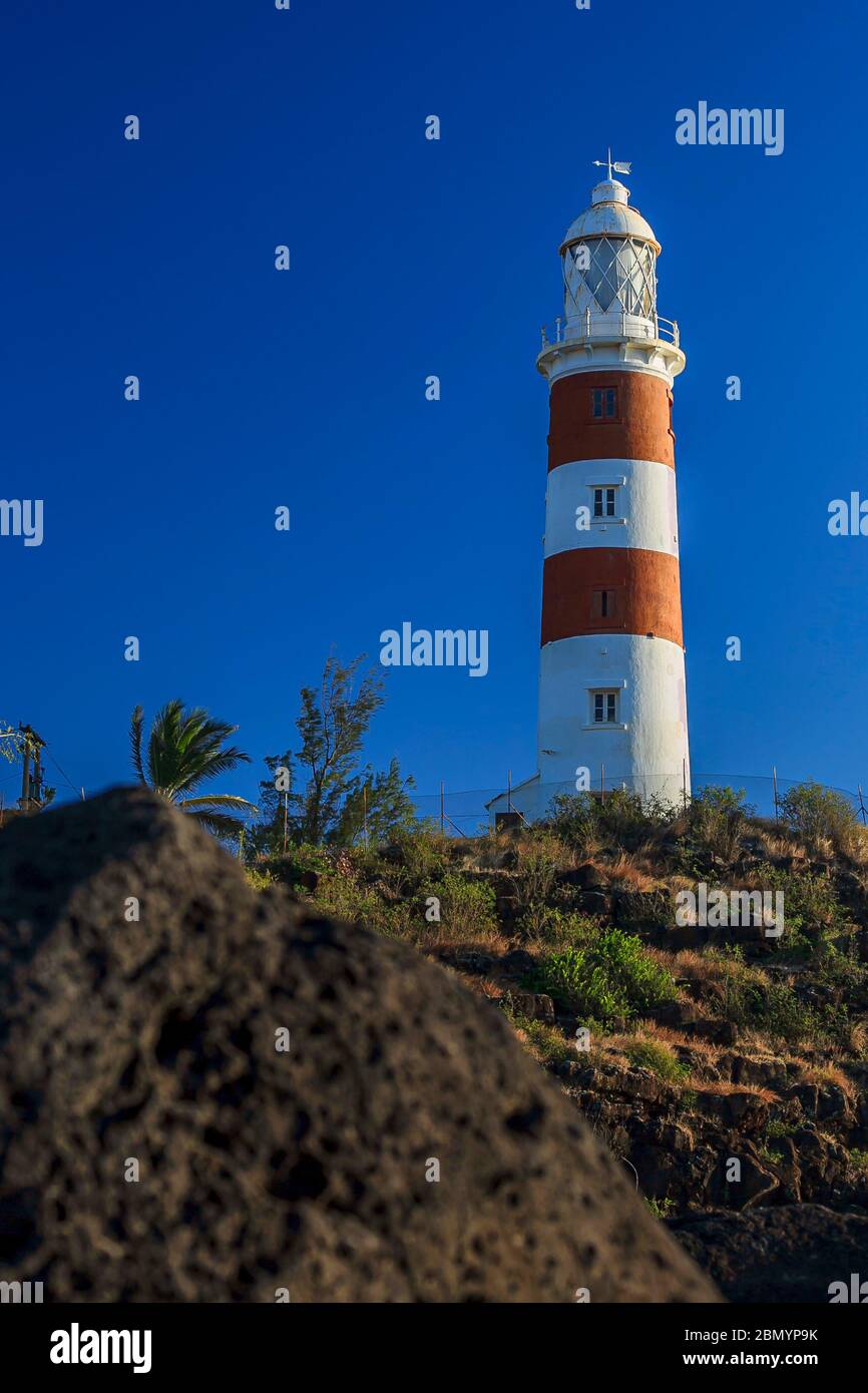 The Albion lighthouse, located at Pointe aux Caves, Albion, is the only ...