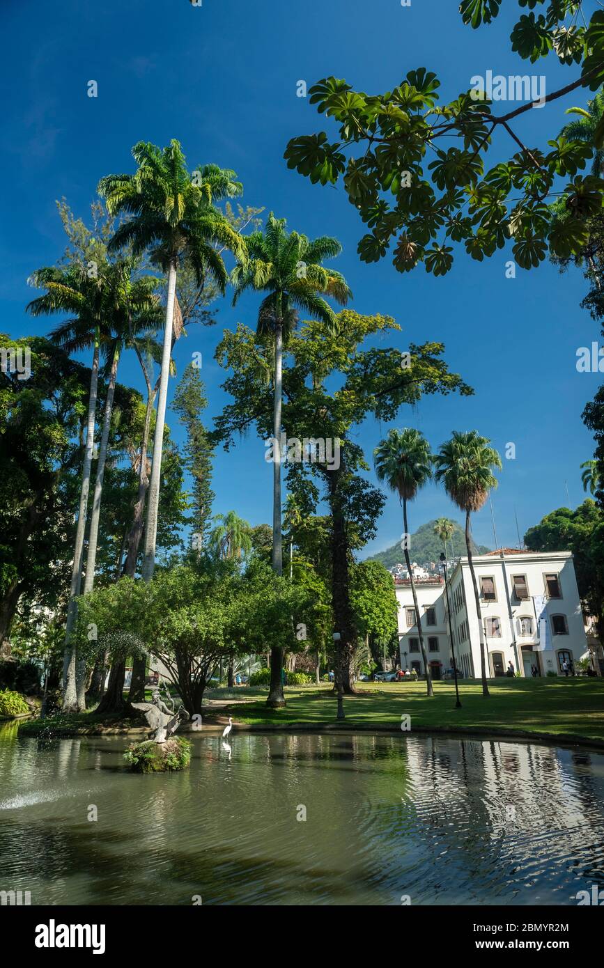 Palacio do Catete, Rio de Janeiro, Brazil. Outdoor garden, statues and ...