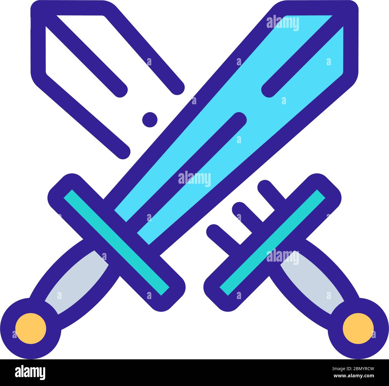 battle of swords icon vector outline illustration Stock Vector Image ...