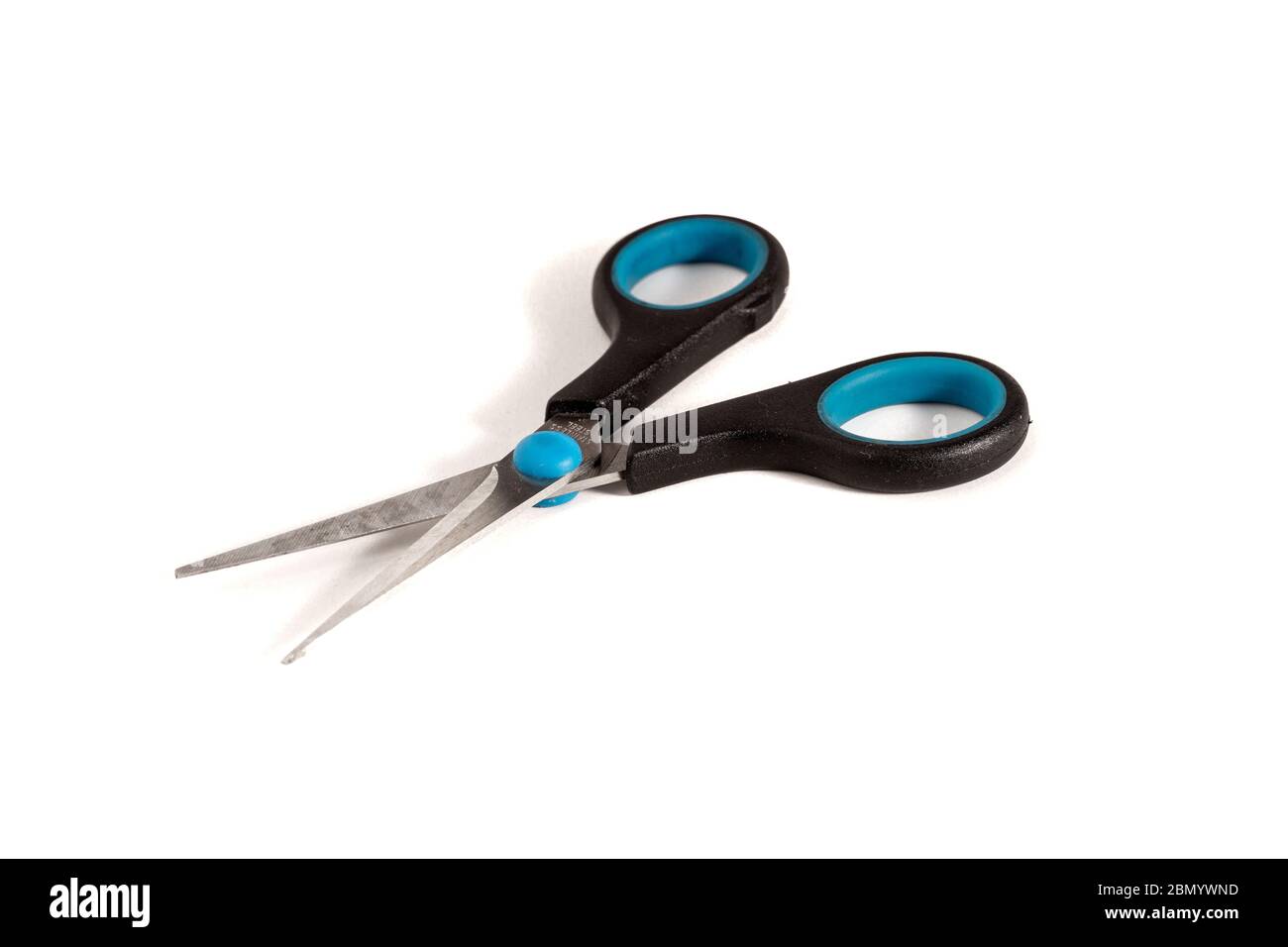black and blue scissors on a white background Stock Photo - Alamy