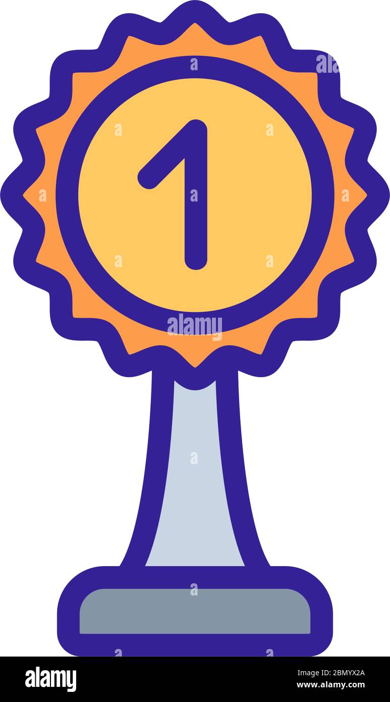 prize cup with number one icon vector outline illustration Stock Vector ...