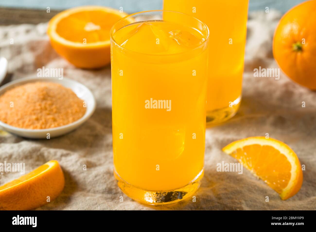 Sweet Refreshing Powdered Orange Drink in a Glass Stock Photo - Alamy