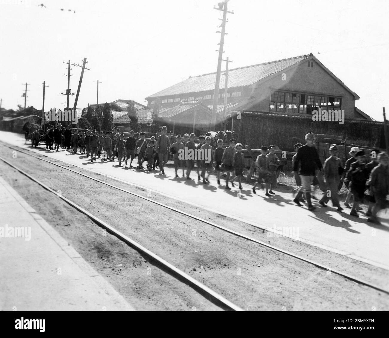 Children elementary school students Black and White Stock Photos ...
