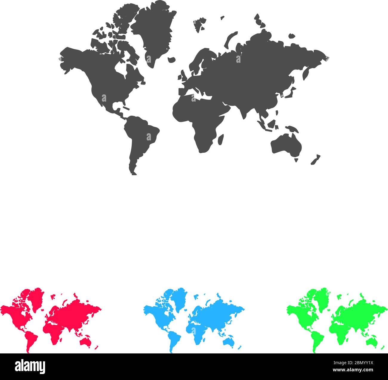 World map icon flat. Color pictogram on white background. Vector ...