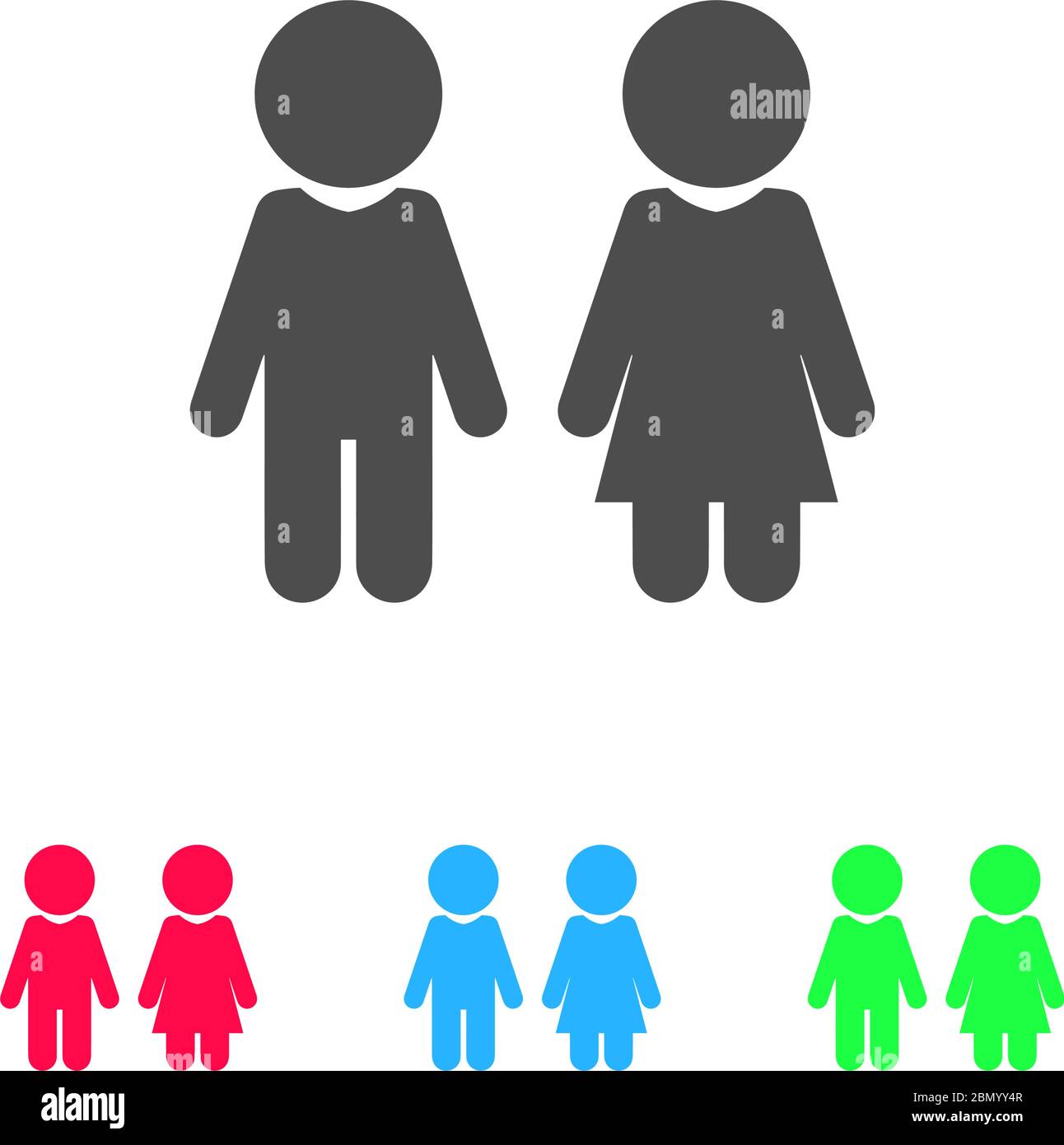Girl and boy icon flat. Color pictogram on white background. Vector ...