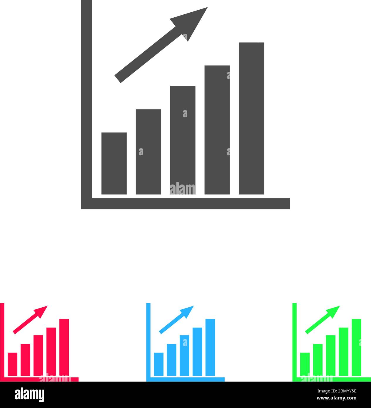 Graph chart icon flat. Color pictogram on white background. Vector ...
