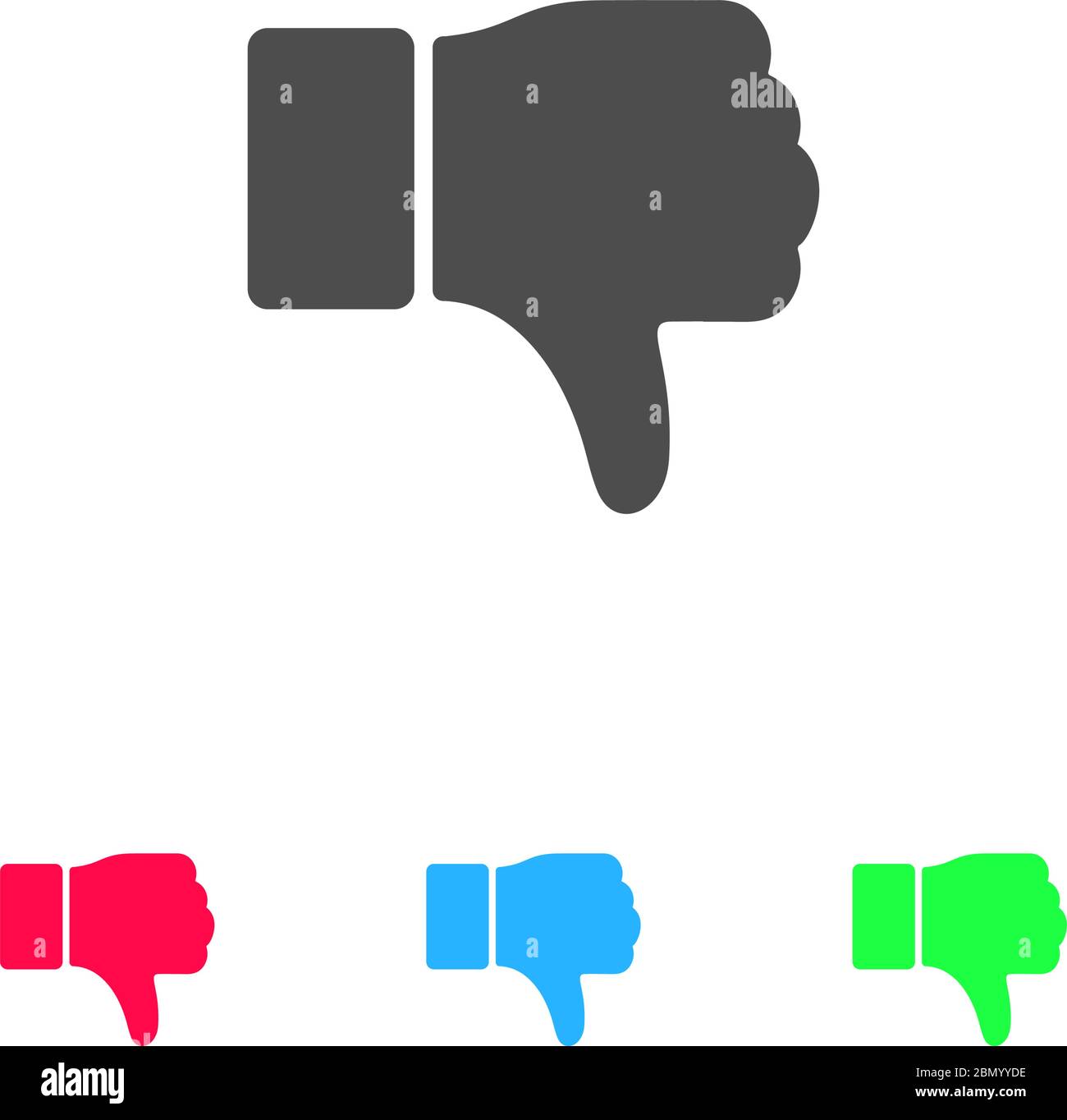 Hand thumb down, dislike icon flat. Color pictogram on white background ...