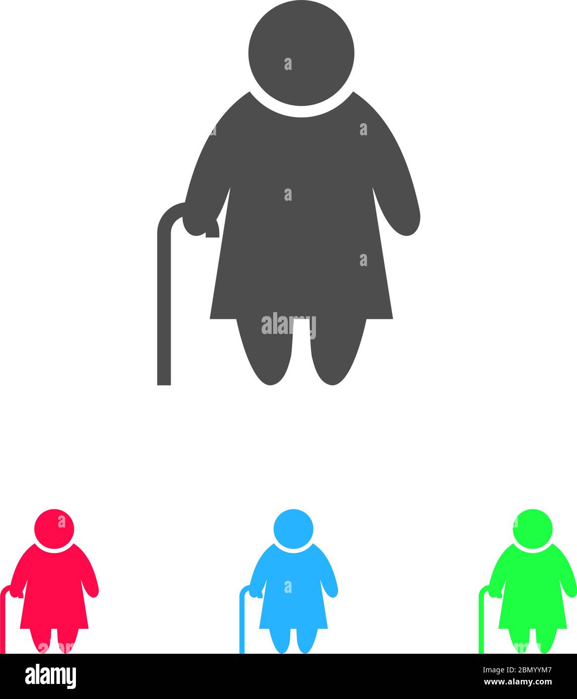 Elder lady icon flat. Color pictogram on white background. Vector ...