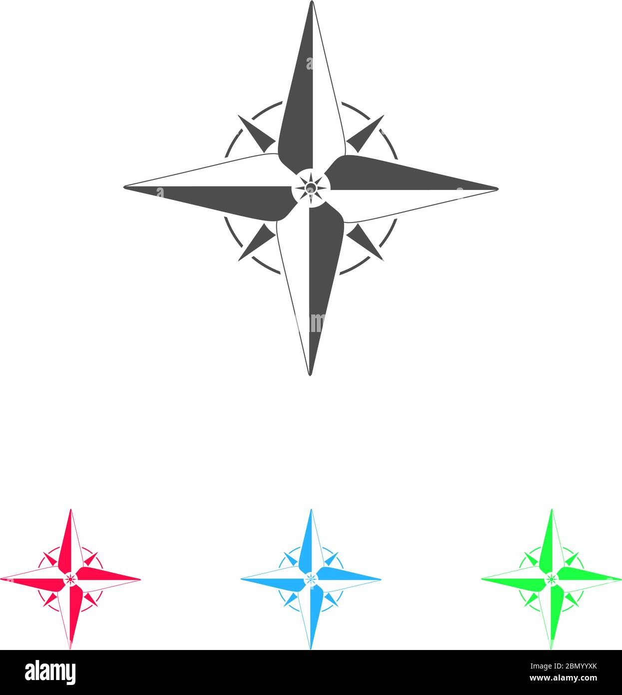Compass, windrose icon flat. Color pictogram on white background ...