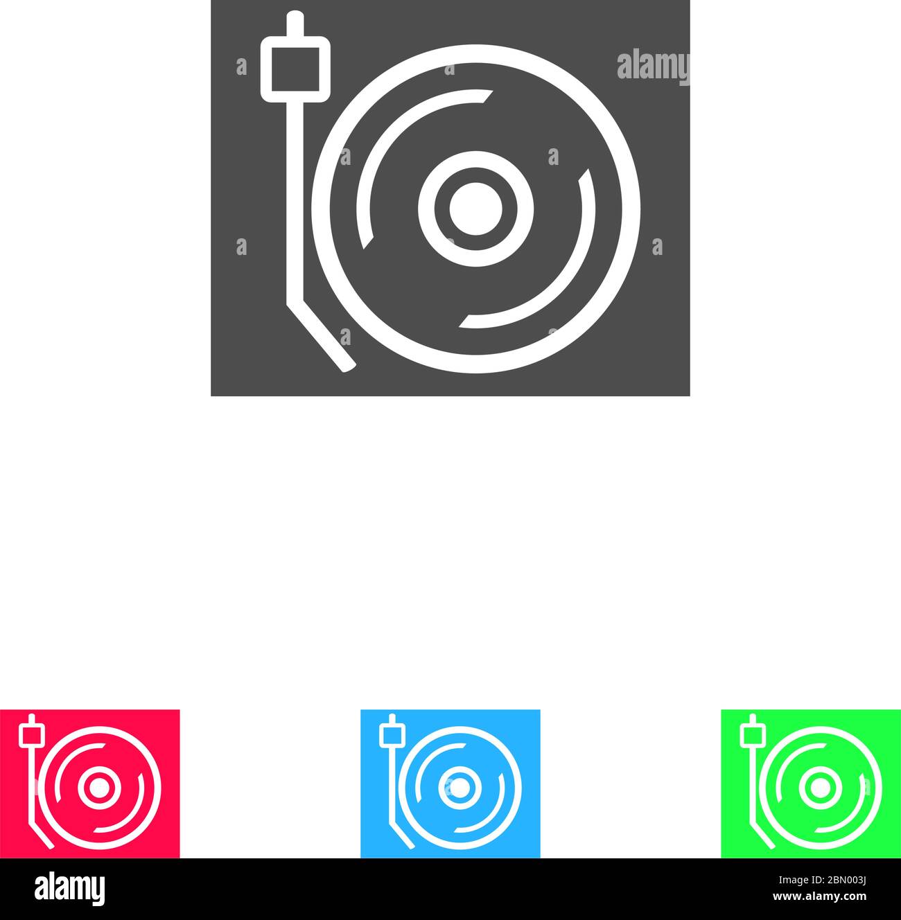 Disk Jockey turntable icon flat. Color pictogram on white background ...