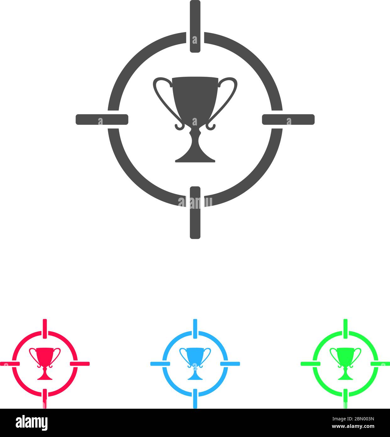 Target cup trophy icon flat. Color pictogram on white background ...