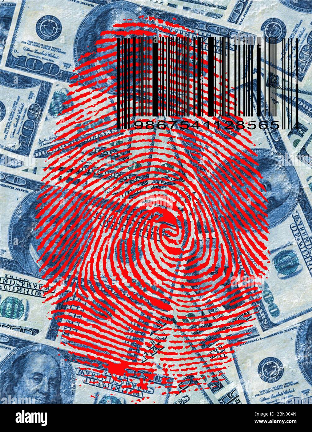 Finger print and bar code on USD Stock Photo - Alamy