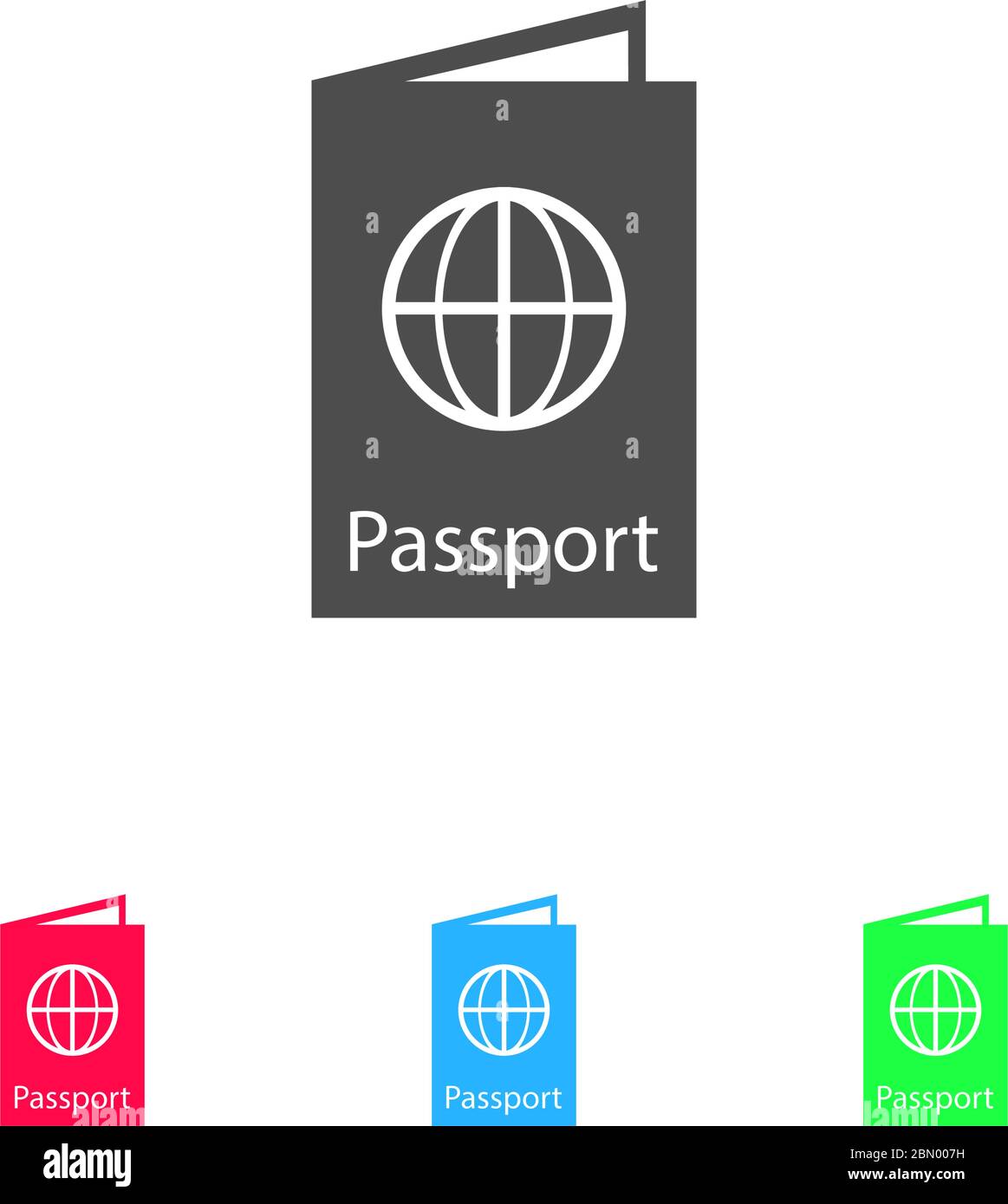 Passport icon flat. Color pictogram on white background. Vector ...