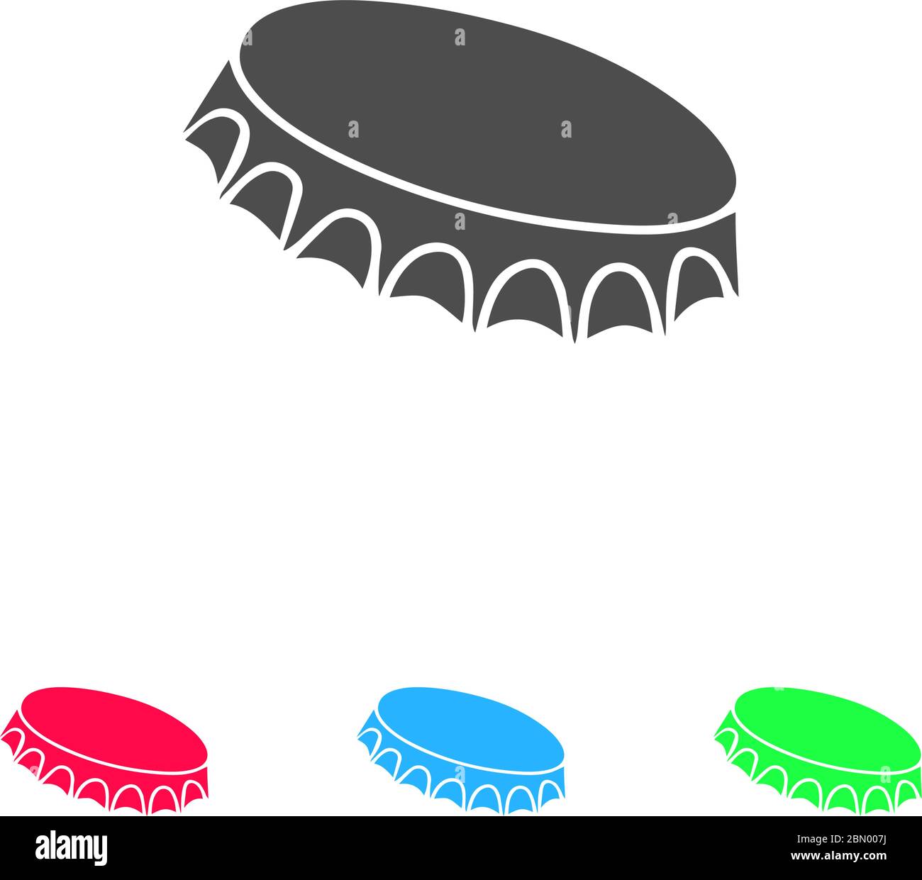 Beer bottle cap icon flat. Color pictogram on white background. Vector ...