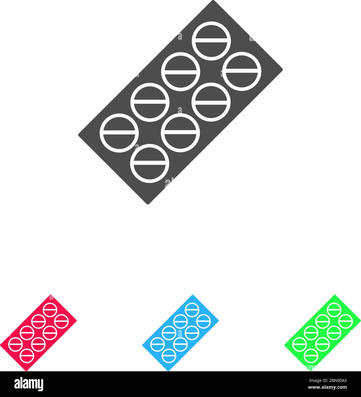 Pills blister pack icon flat. Color pictogram on white background ...