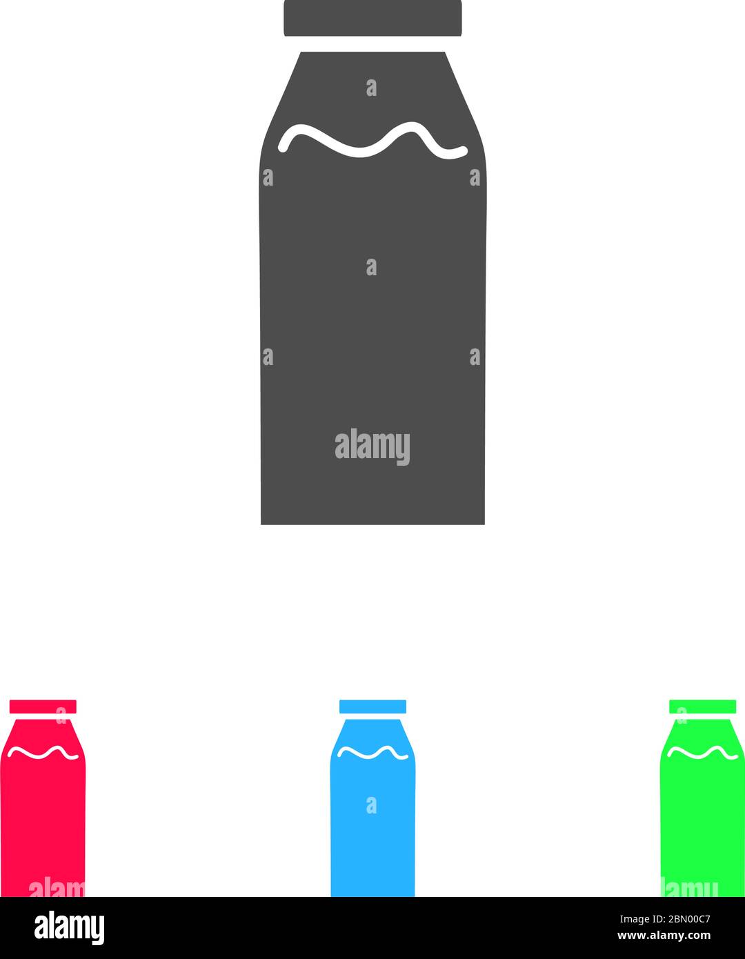 Milk bottle icon flat. Color pictogram on white background. Vector ...