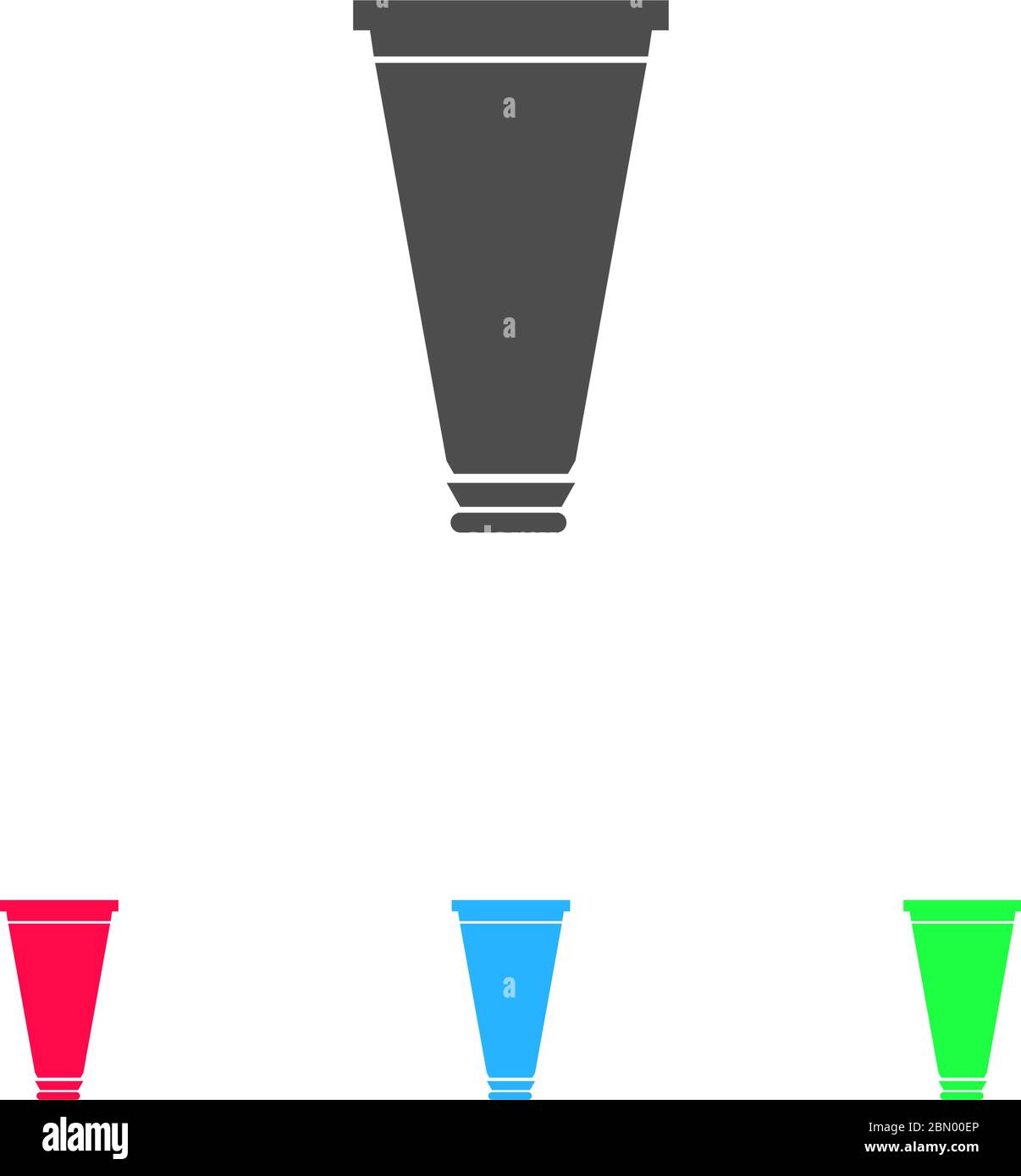 Tube, container, toothpaste, cream icon flat. Color pictogram on white ...