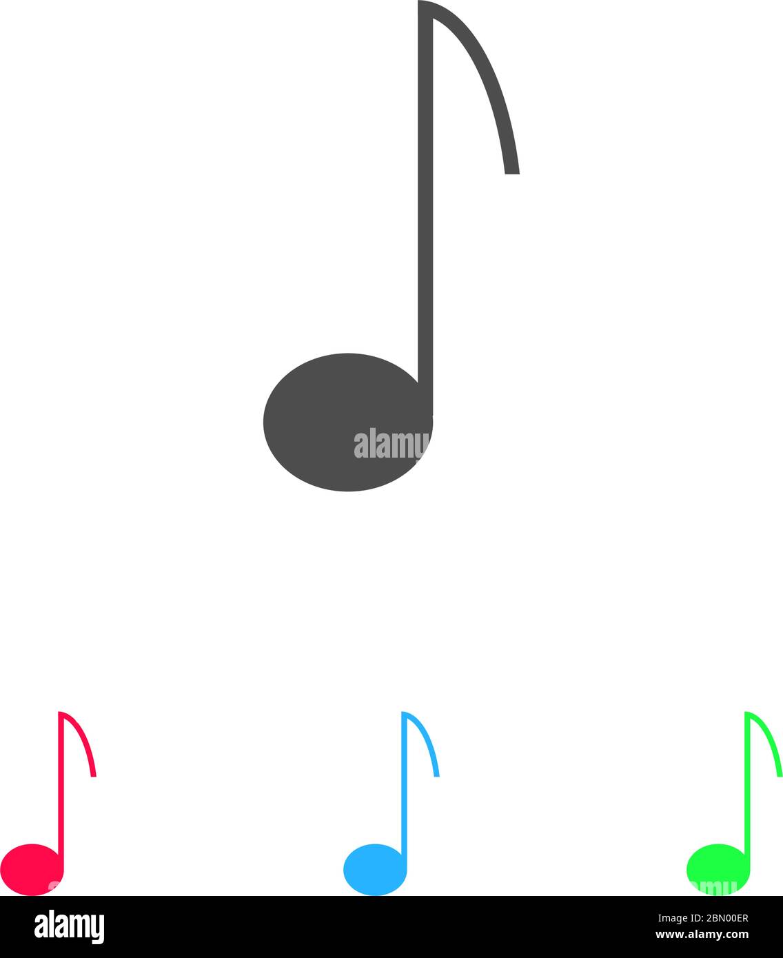 Music note icon flat. Color pictogram on white background. Vector ...