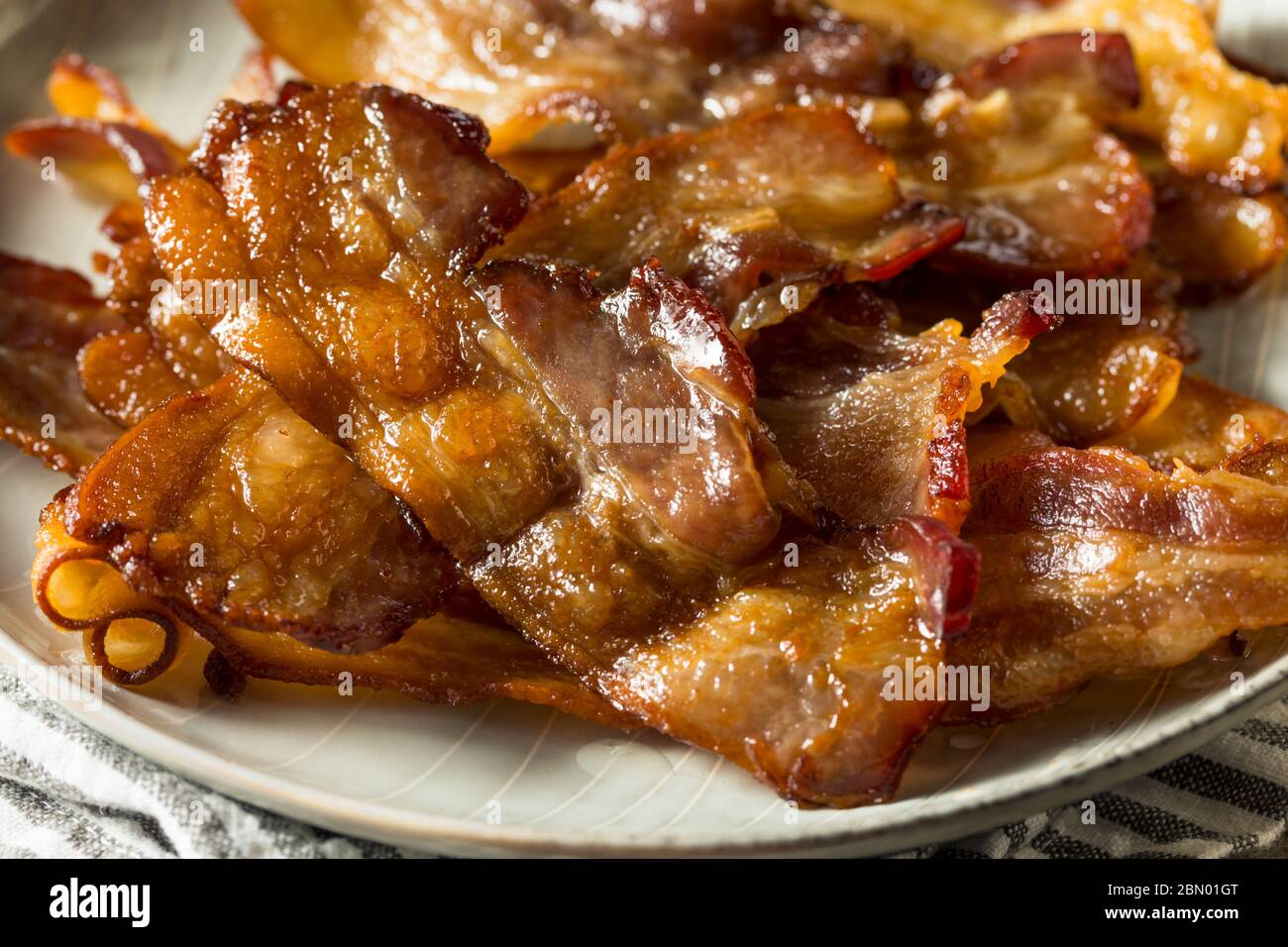 Homemade Salty Uncured Baked Bacon Ready to Eat Stock Photo - Alamy