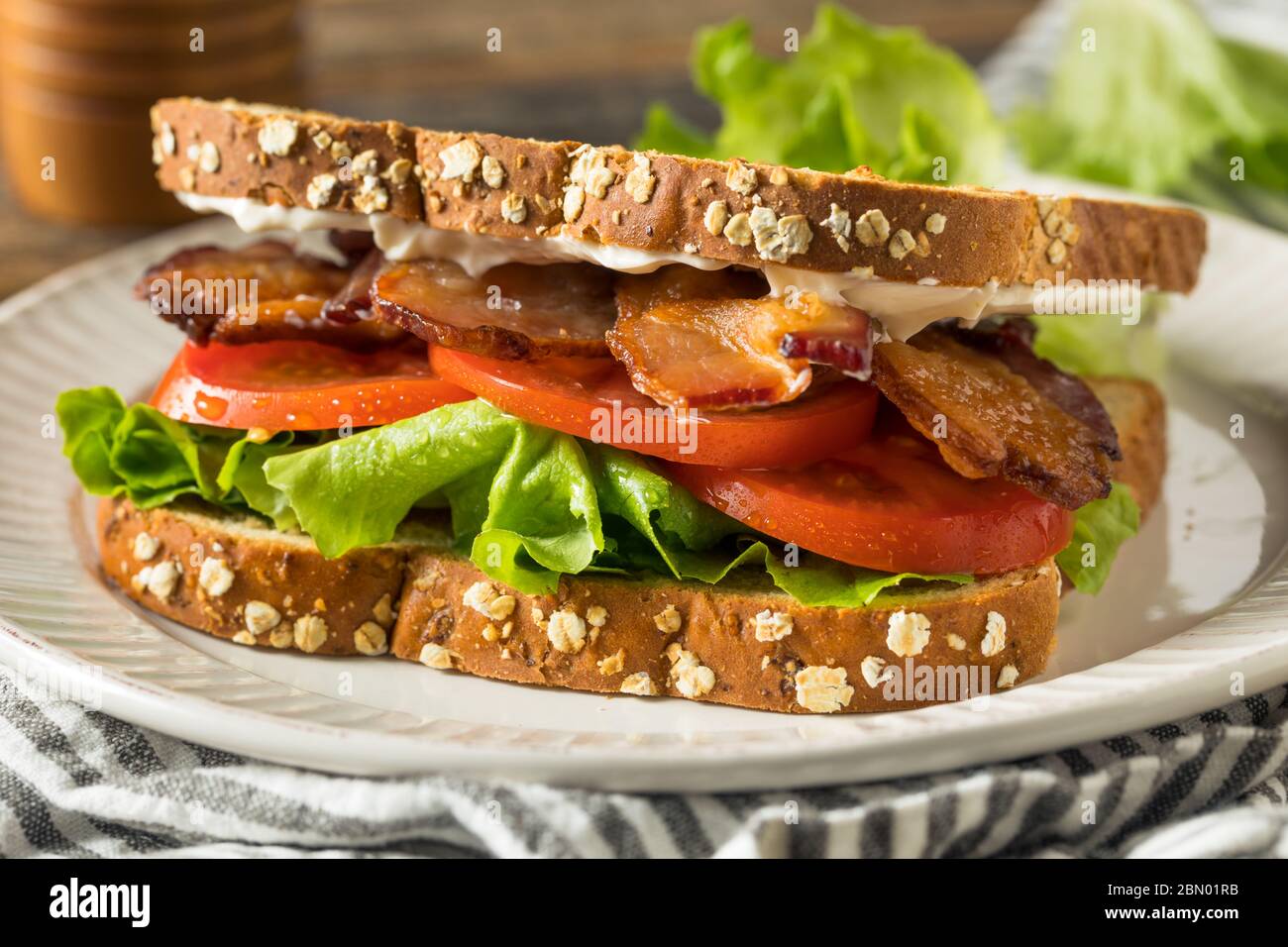 Homemade Bacon Lettuce Tomato BLT Sandwich Ready to Eat Stock Photo - Alamy