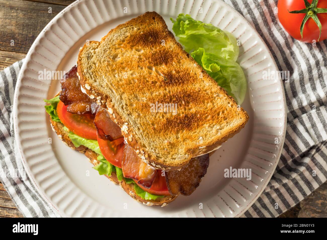 Homemade Bacon Lettuce Tomato BLT Sandwich Ready to Eat Stock Photo - Alamy