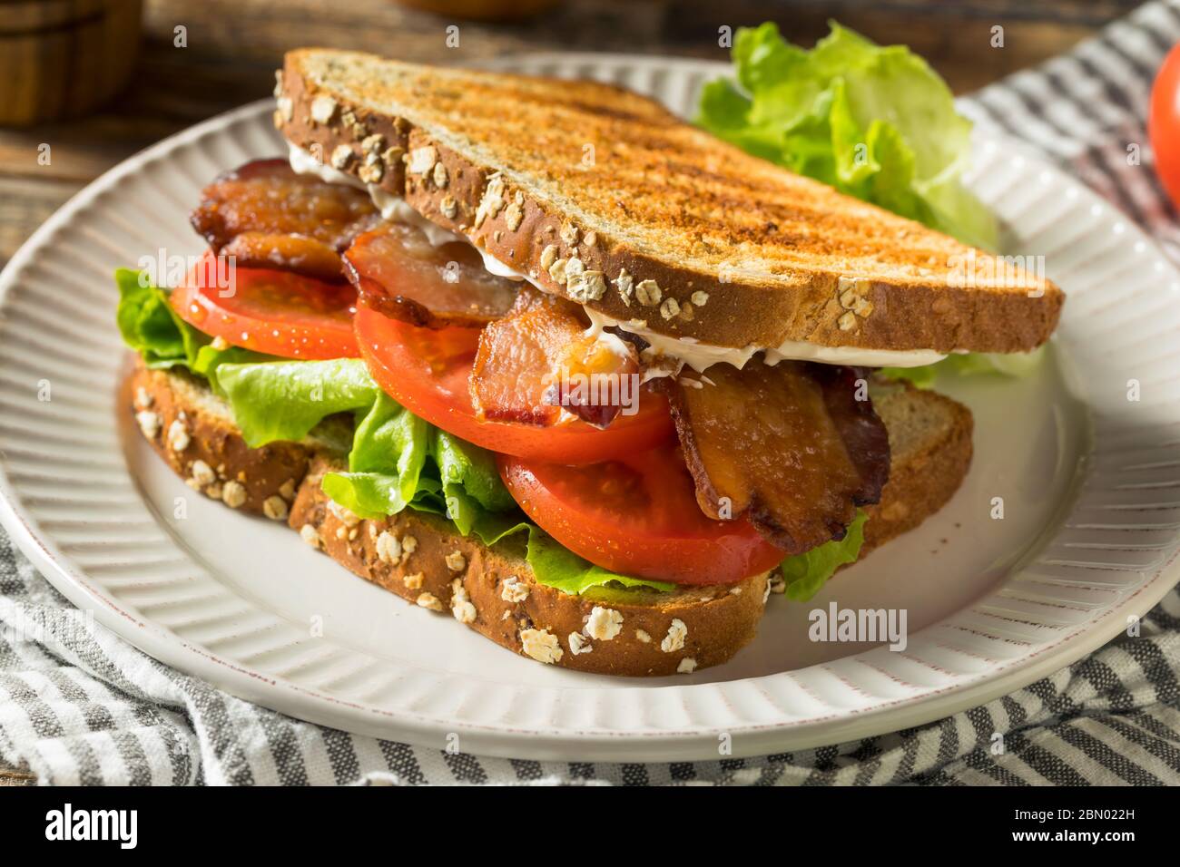 Homemade Bacon Lettuce Tomato BLT Sandwich Ready to Eat Stock Photo - Alamy