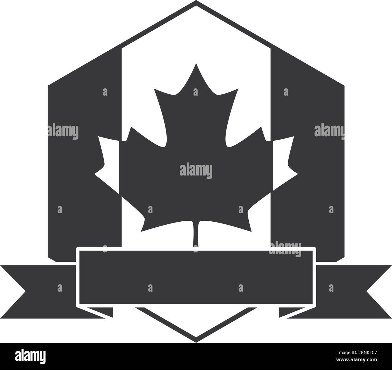 canada day, canadian flag maple leaf and ribbon emblem vector ...