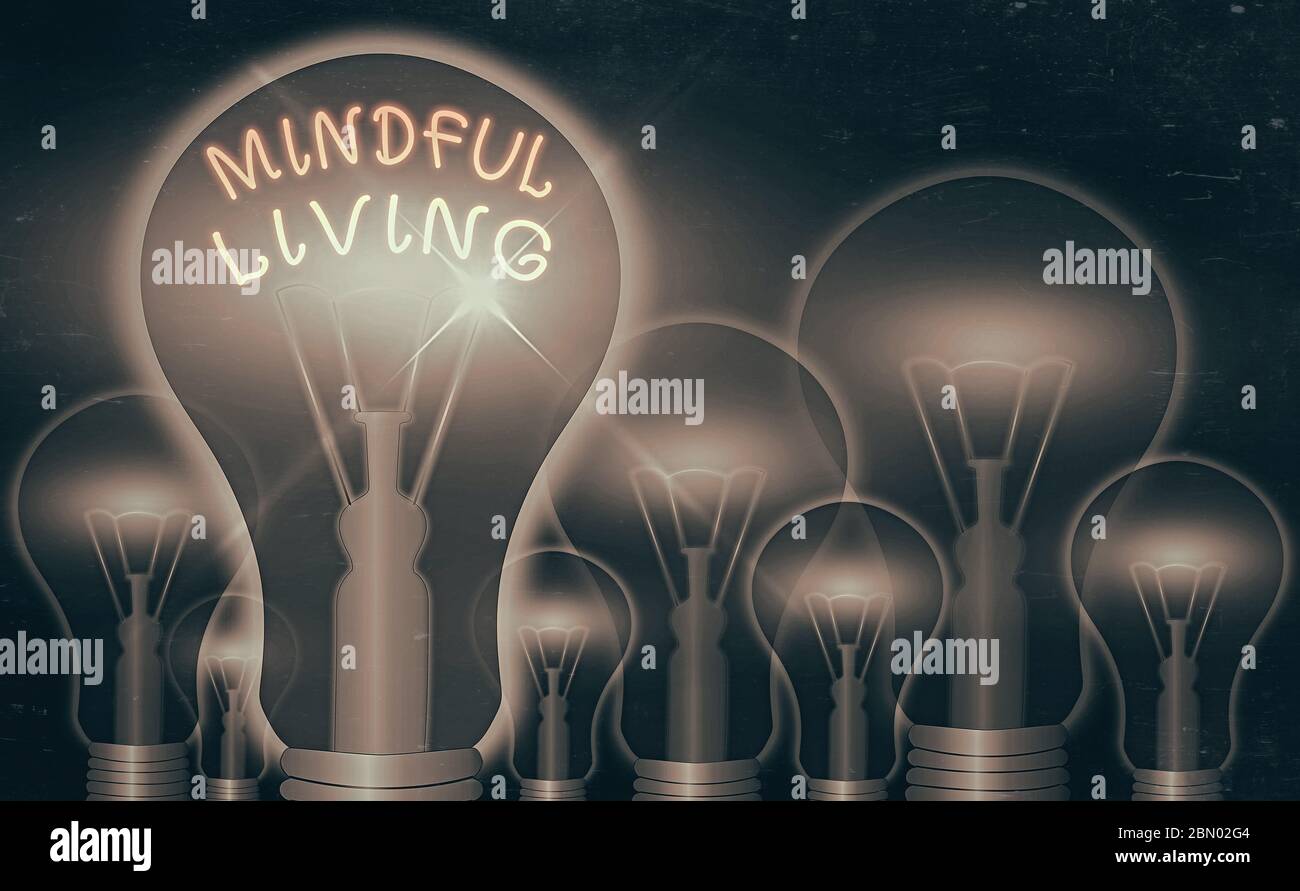 Handwriting text writing Mindful Living. Conceptual photo Fully aware ...