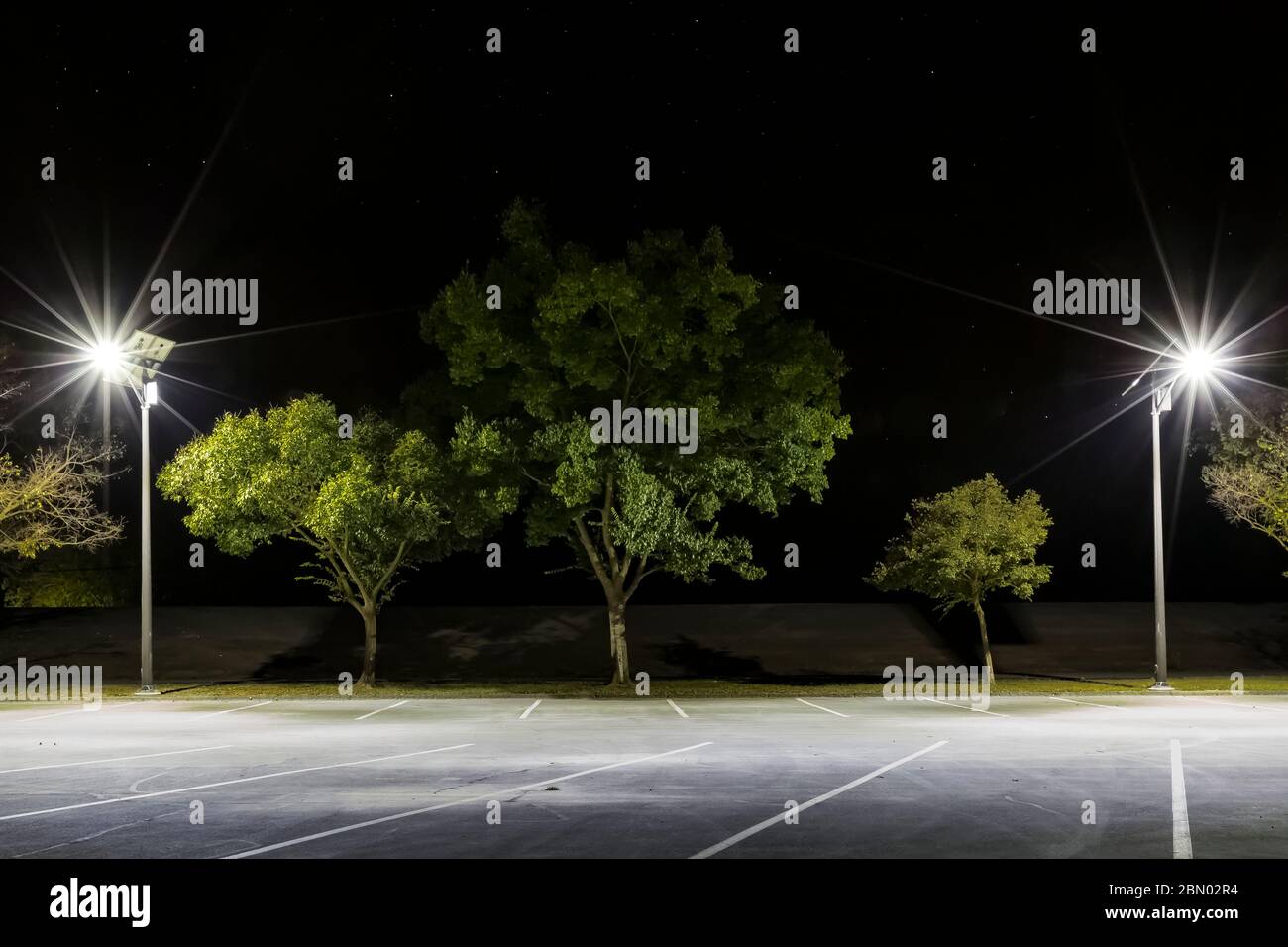 Desolate and lonely parking lot at night in the Colusa-Sacramento River ...